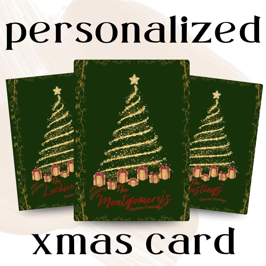EDITABLE & FOLDABLE Christmas Tree Card - Gold Sparkle Holiday Card ...