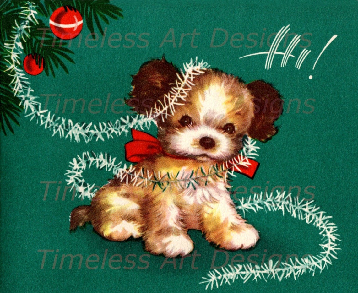 Digital Download Image Cute Puppy Dog Playing With Christmas - Etsy