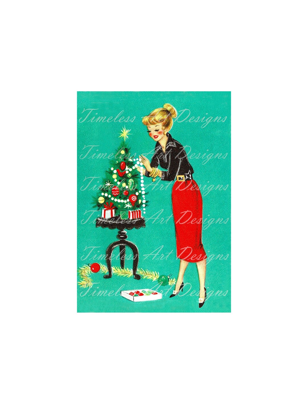 Vintage Retro Holiday Lady Printable Digital Download Image, Pretty ...