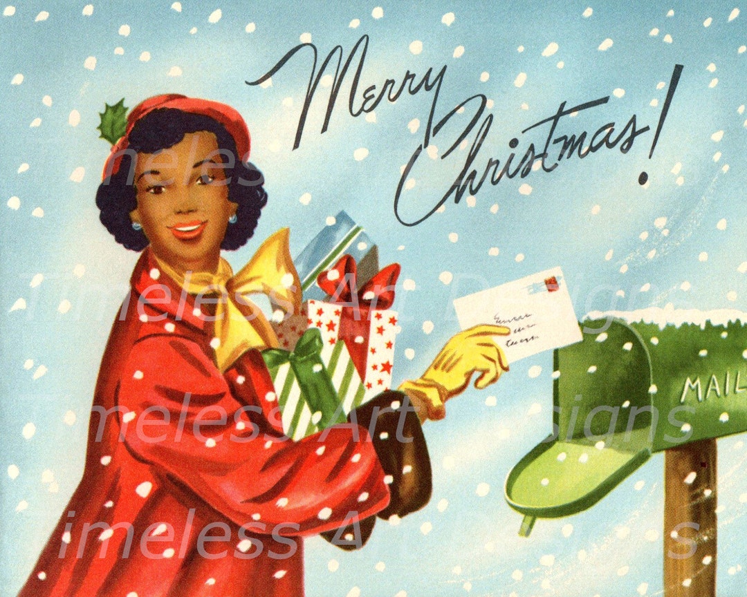 Digital Download Image, Beautiful Young Black Woman Sending A Letter in ...