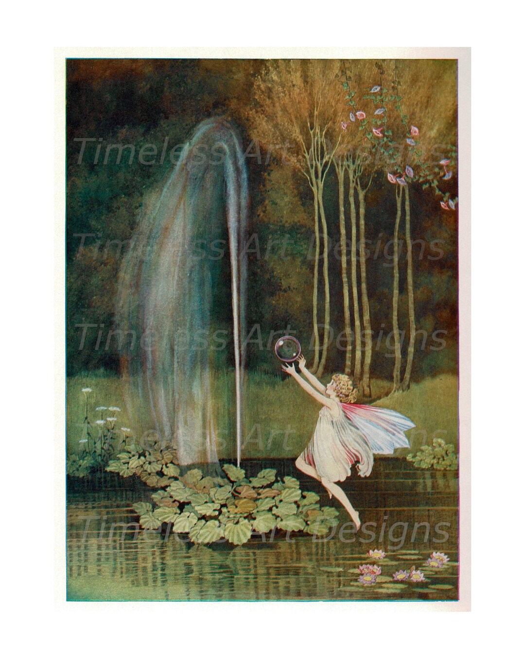 Digital Download Image, Beautiful Fairy Girl Playing With Bubbles ...