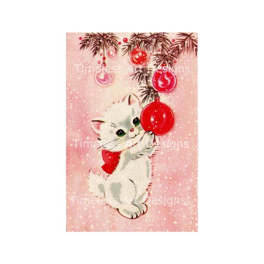 Digital Download Image, Cat Printable, Cute White Kitty Cat, Kitten in ...