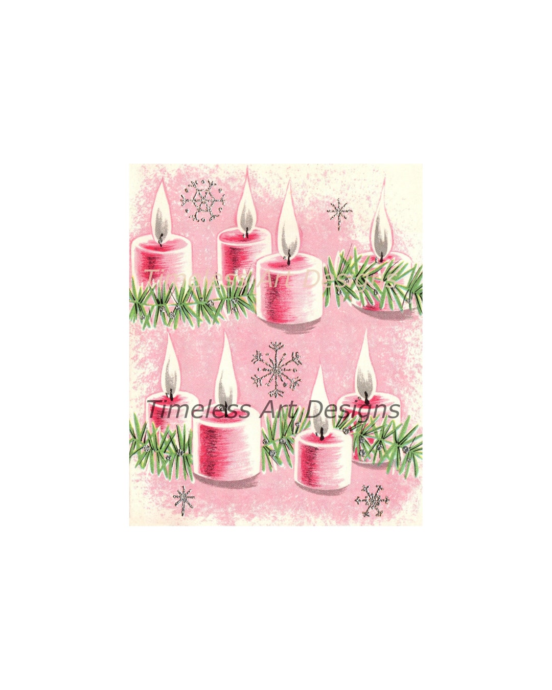 Digital Download Image, Stunning Pink Christmas Candles With Silver ...