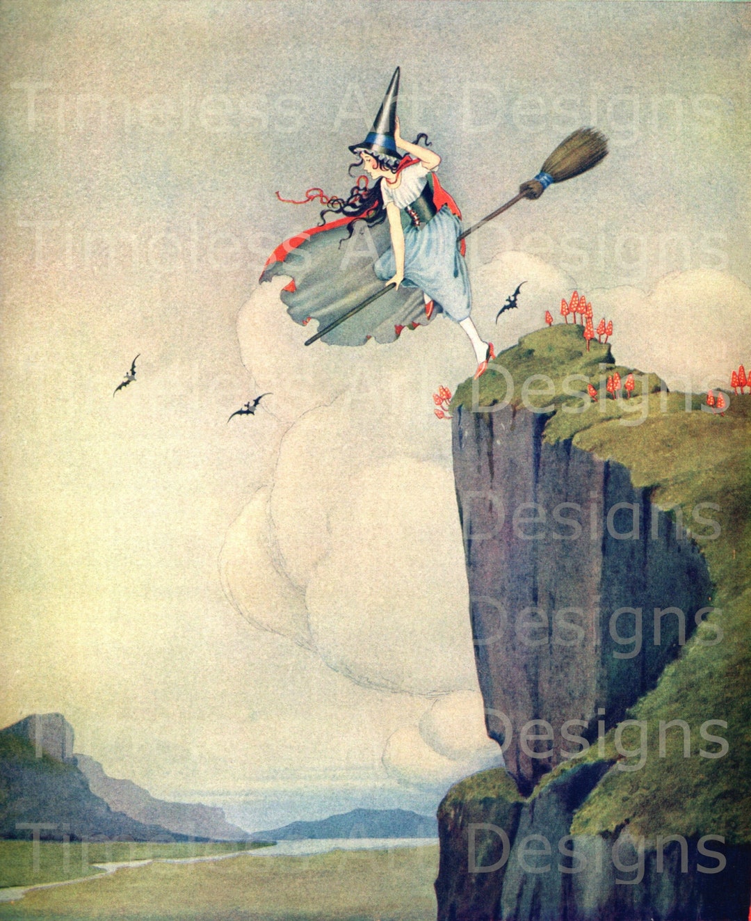 Digital Download Image, Beautiful Young Witch Lady, Antique Art ...