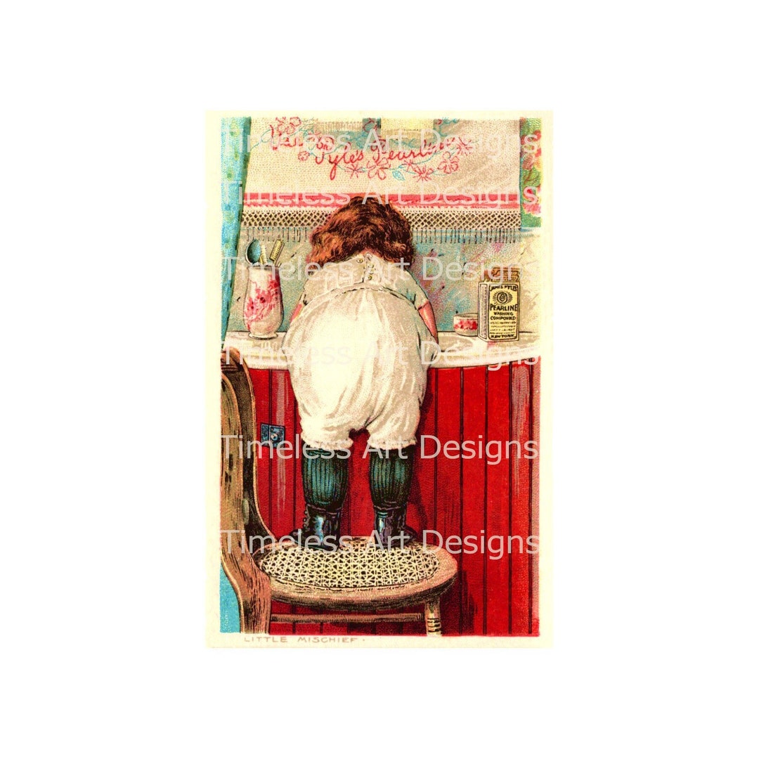 Digital Download Image, Cute Victorian Girl Washing Her Hands in the ...