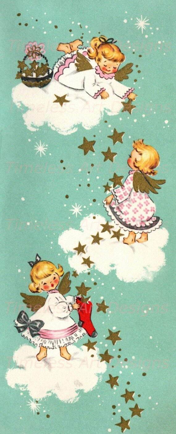 Digital Download Image Sweet Little Angels on Clouds With - Etsy
