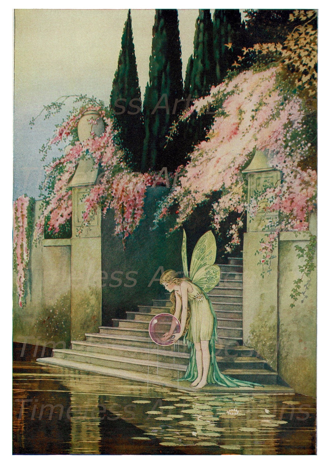 Digital Download Image, Beautiful Young Fairy Girl Gazing at A Crystal ...
