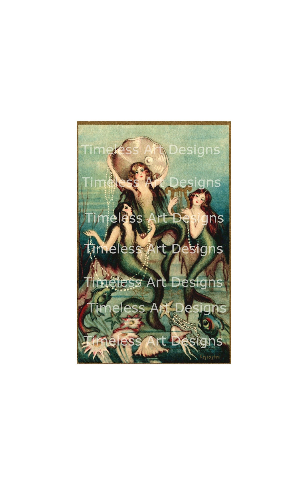 Vintage Mermaid Printable Digital Download Image Beautiful Mermaids ...