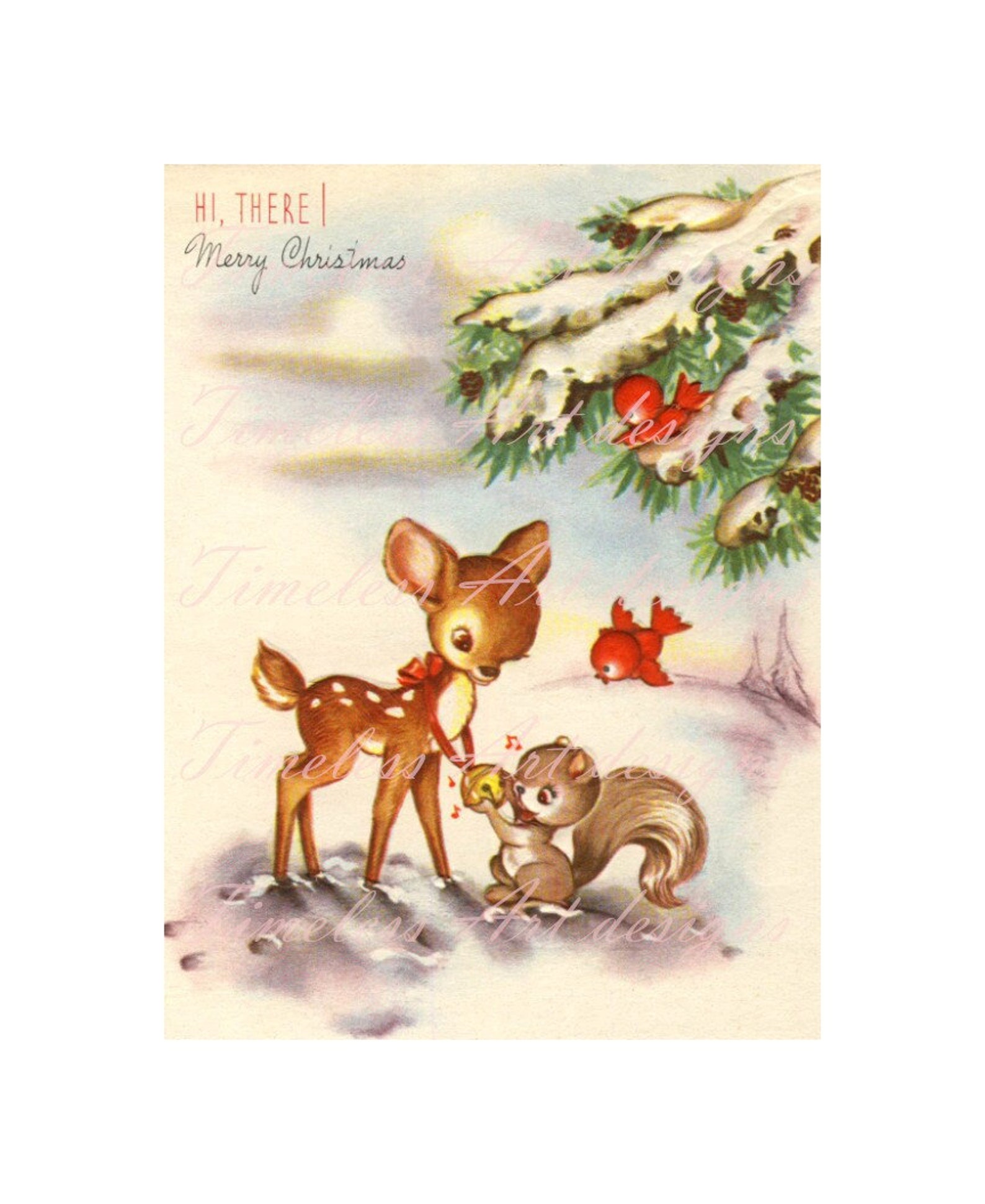 Vintage Retro Deer Printable Digital Download Image, Cute Reindeer ...