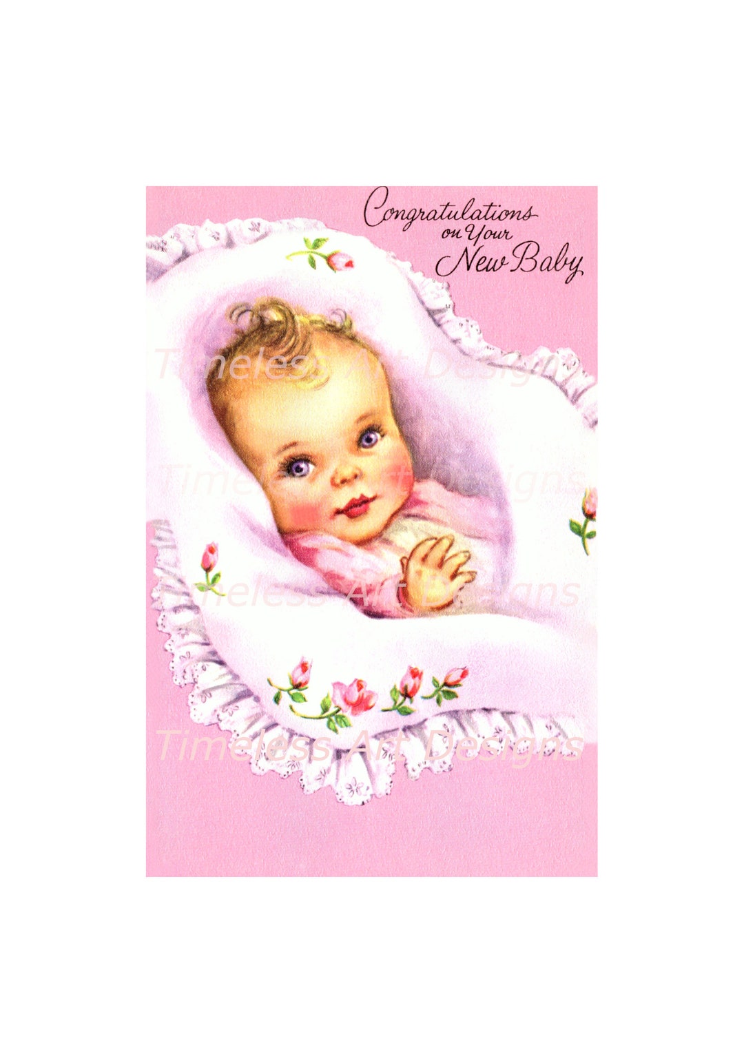 Digital Download Newborn Baby Printable Darling Baby Girl in Pink ...