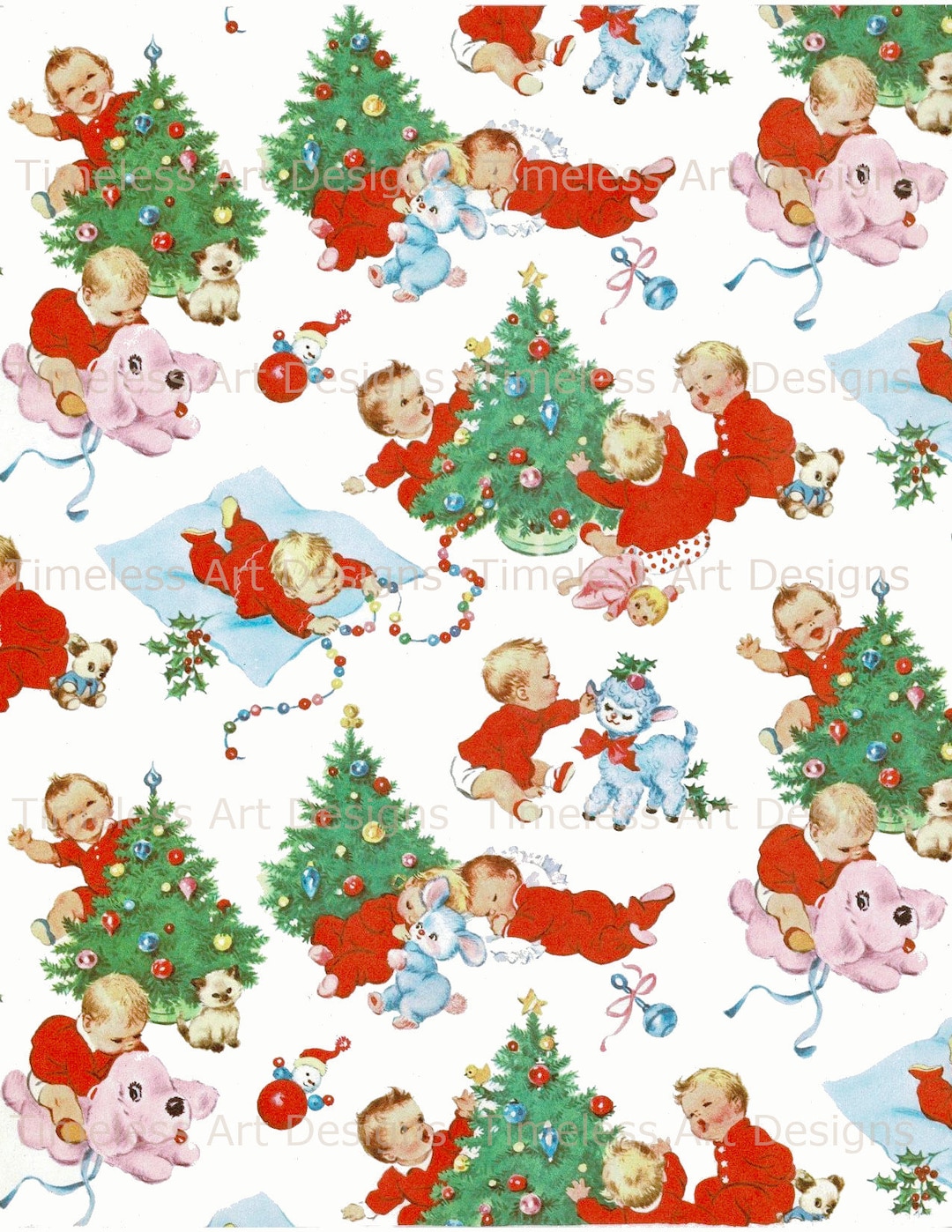 Instant Digital Download Adorable Little Babies, Children on Christmas ...