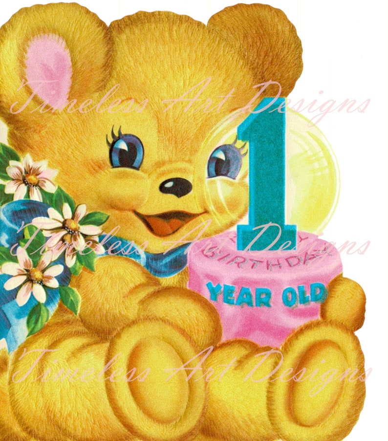 Digital Download Image Cute Teddy Bear First Birthday. - Etsy