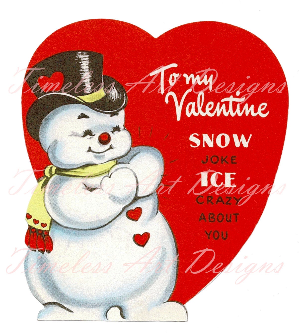 Digital Download Image, Cute Little Snowman With Top Hat, Vintage ...