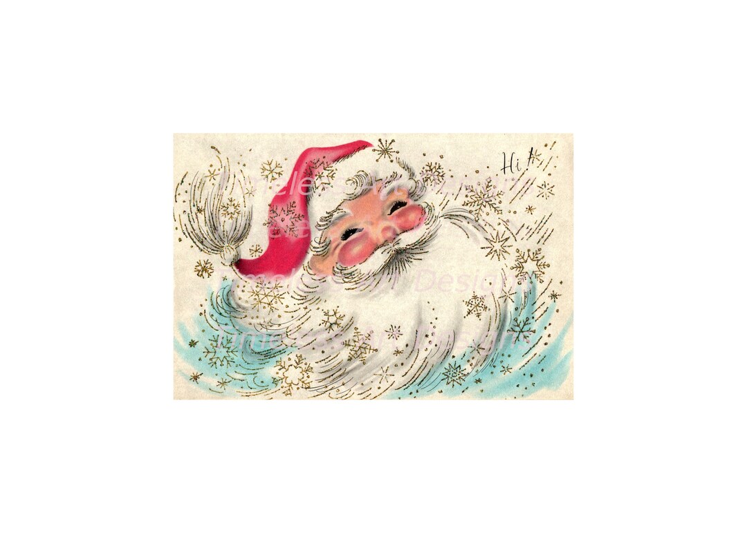 Digital Download Image, Jolly Santa Claus Face, Smiling Santa, Old ...