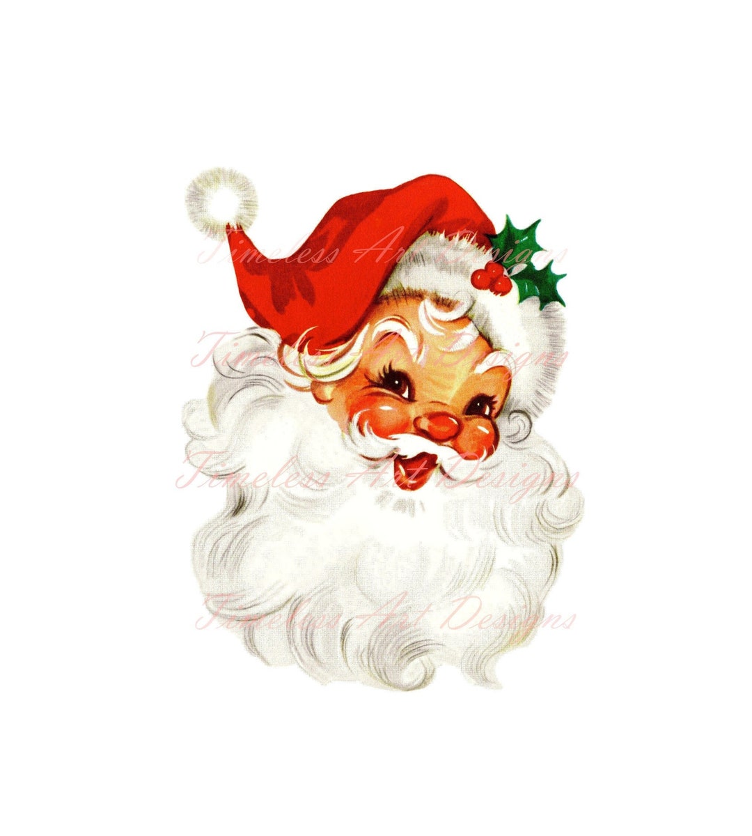 Digital Download Santa Clipart Transparent Background PNG JPG 1950s ...