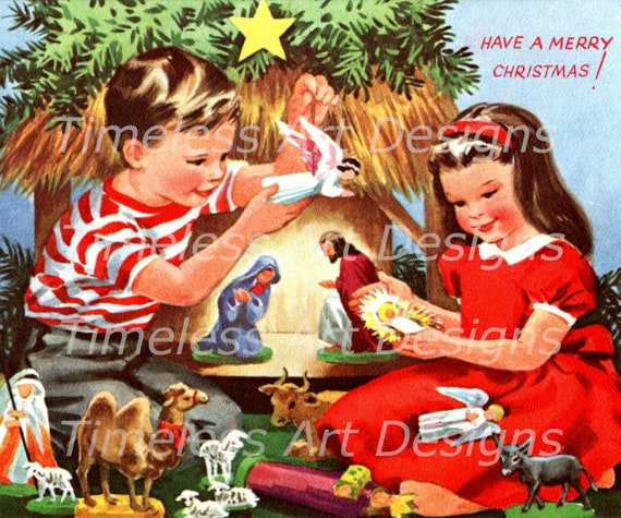 Victorian Christmas Cards Nativity