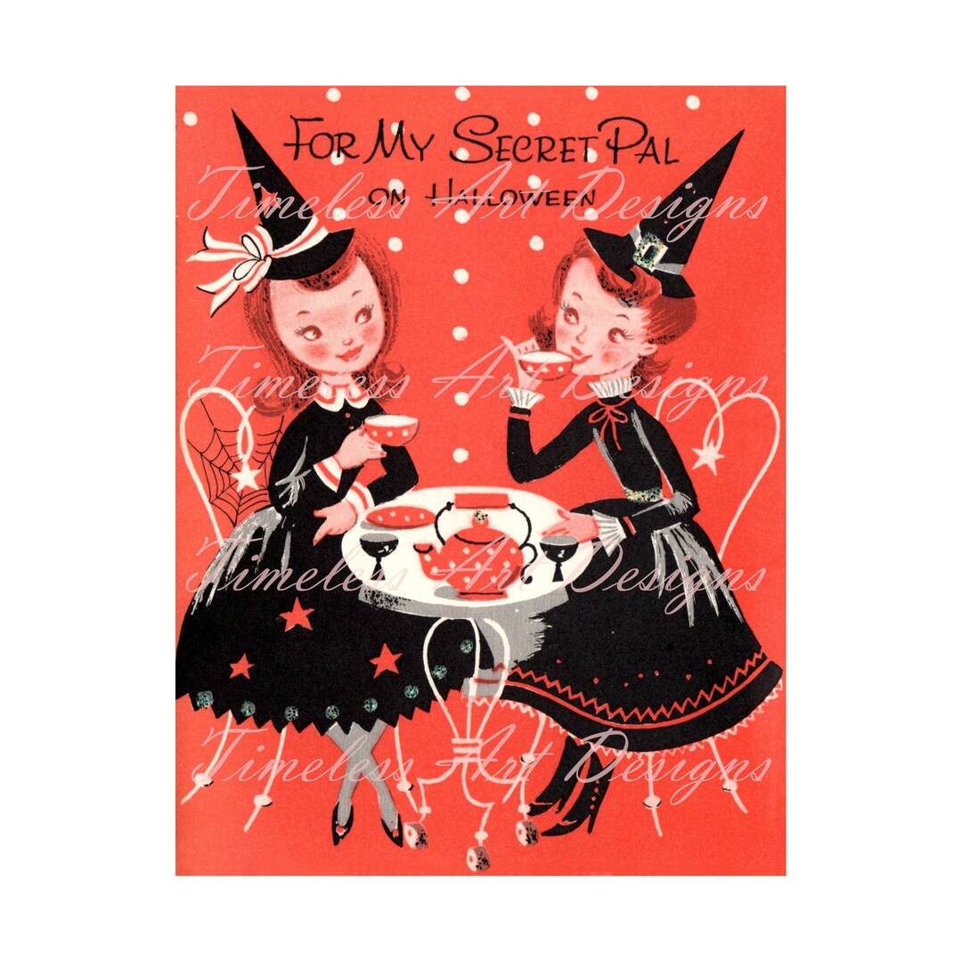 Digital Download Image, Halloween Witch Ladies, Girls Having A Tea ...