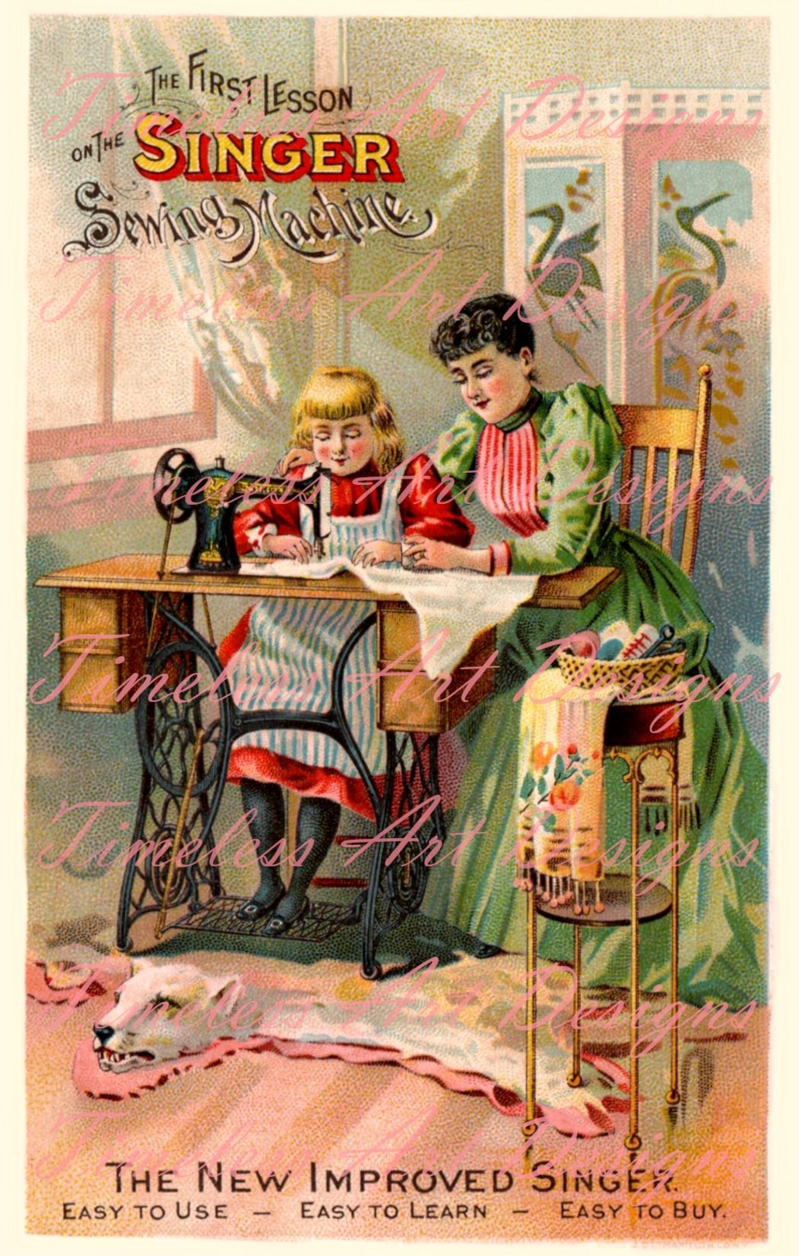 Digital Download Singer Sewing Machine Advertisement Clipart Mother and ...