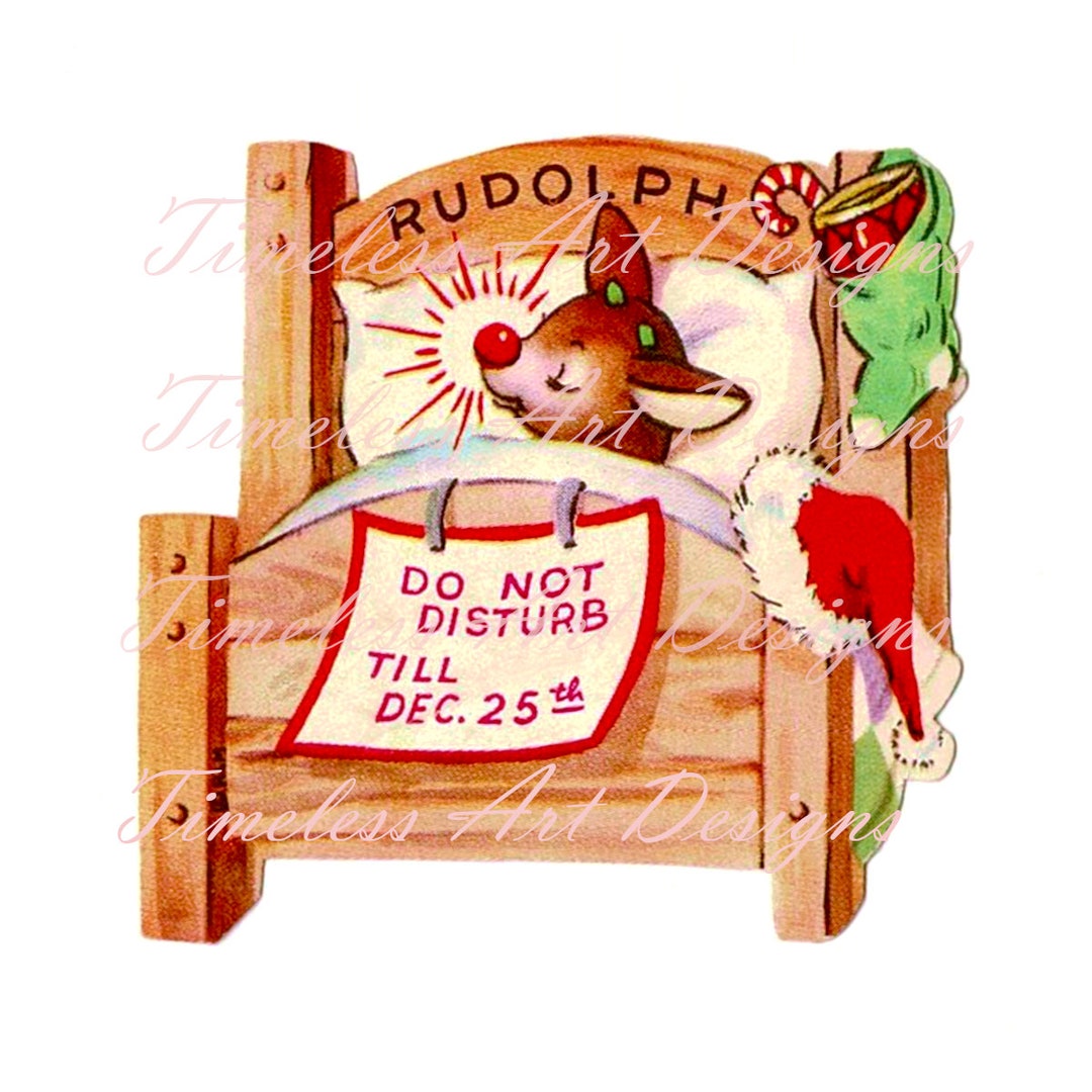 Digital Download Cute Rudolph the Red Nosed Reindeer Asleep in His ...