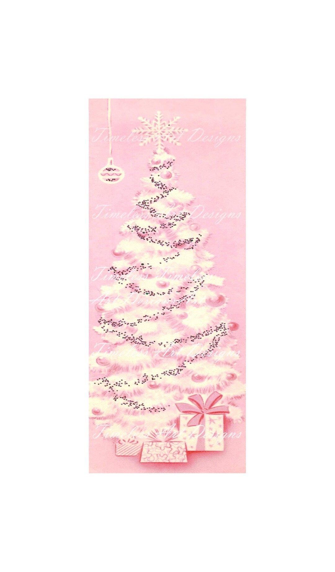 Digital Download Beautiful Pink Retro 50s Christmas Tree Printable ...