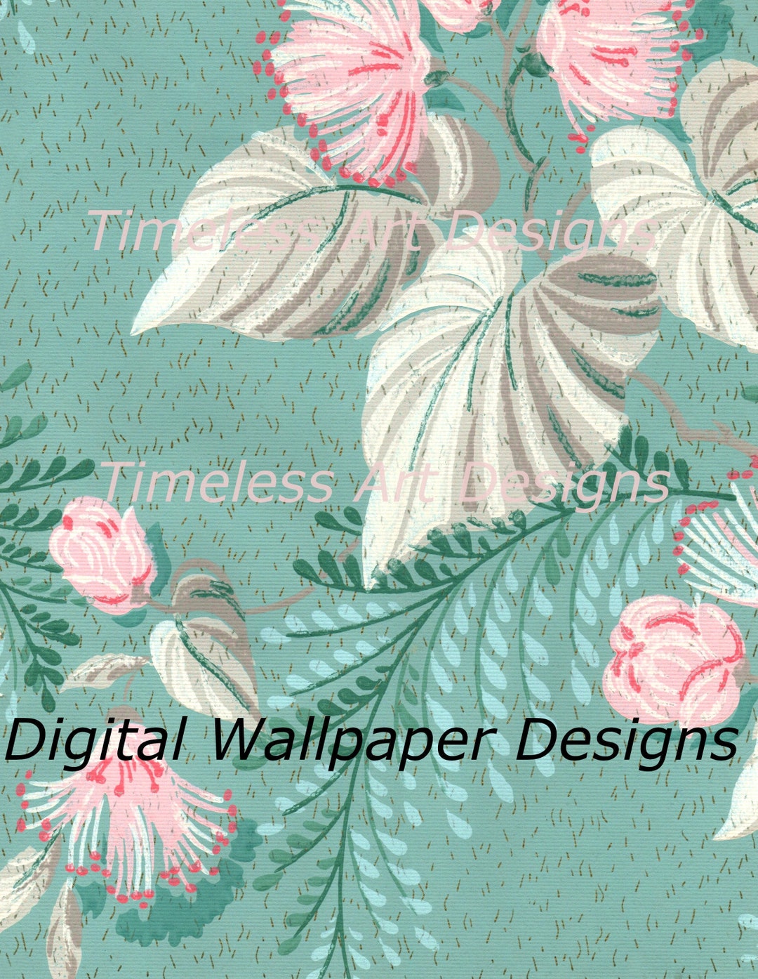 Vintage Digital Wallpaper Printable, Beautiful Pink Floral's on ...