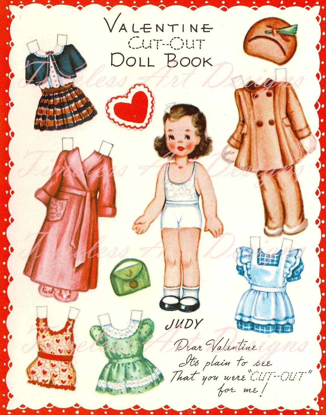 Digital Download Retro Valentines Day Paper Cut-outs Cute Paper Dolls ...