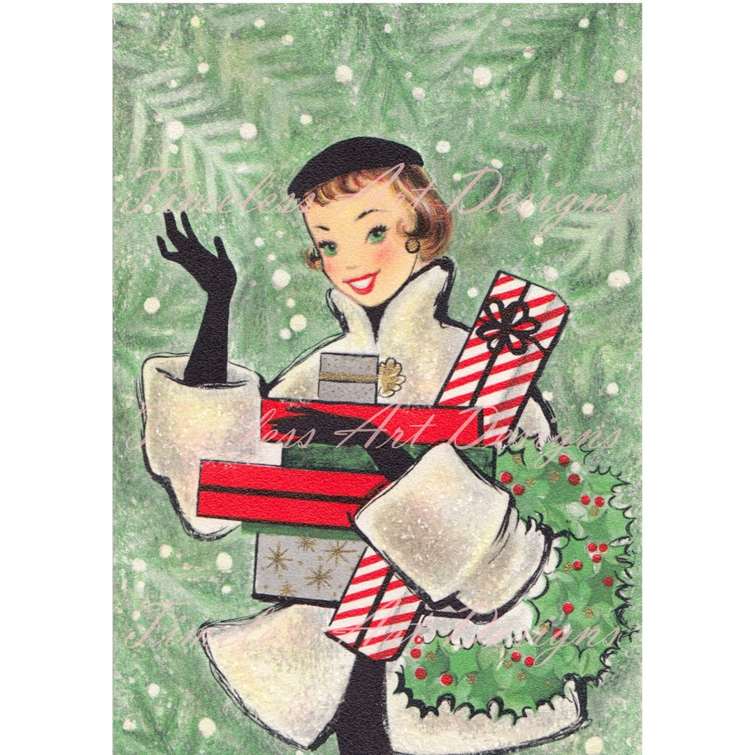 Digital Download Lady Printable Beautiful Lady With Fancy Coat & Beret ...