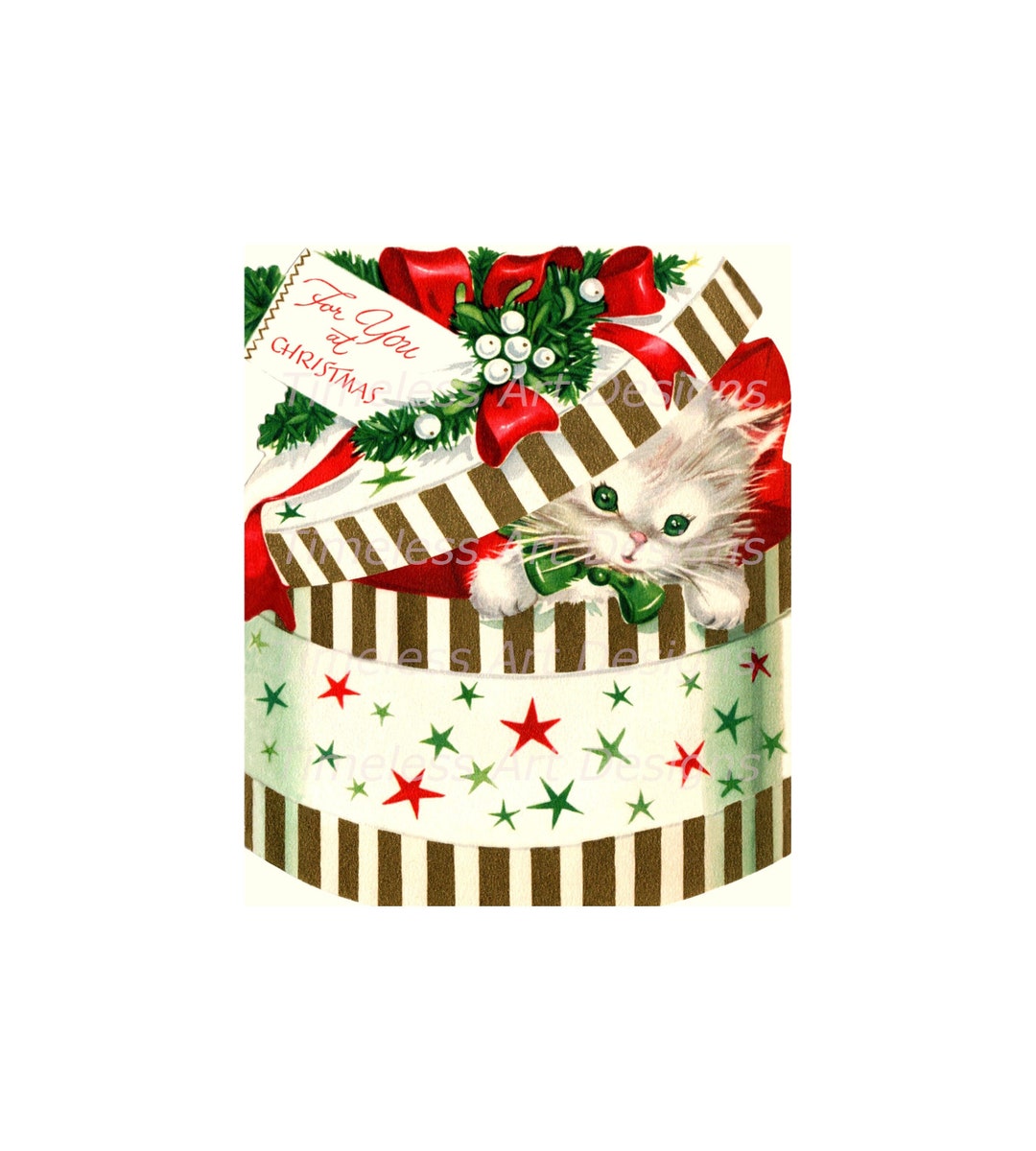 Vintage Cat Printable Digital Download Image, Cute Kitten Cat Peeking ...