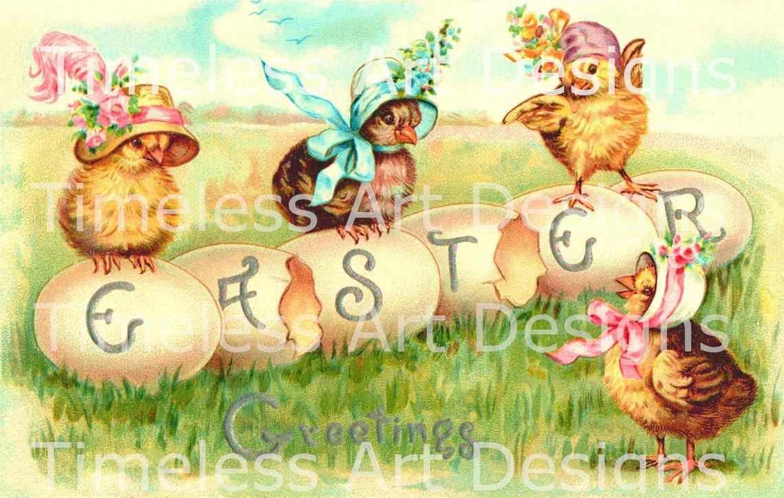 Digital Download Image Adorable Baby Chicks Wearing Easter - Etsy