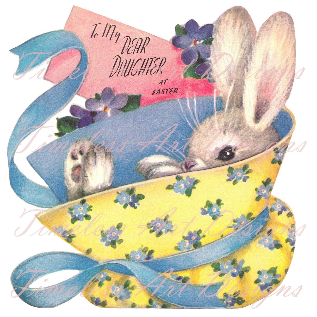 Digital Download Image, Adorable Bunny Rabbit Napping in an Easter ...