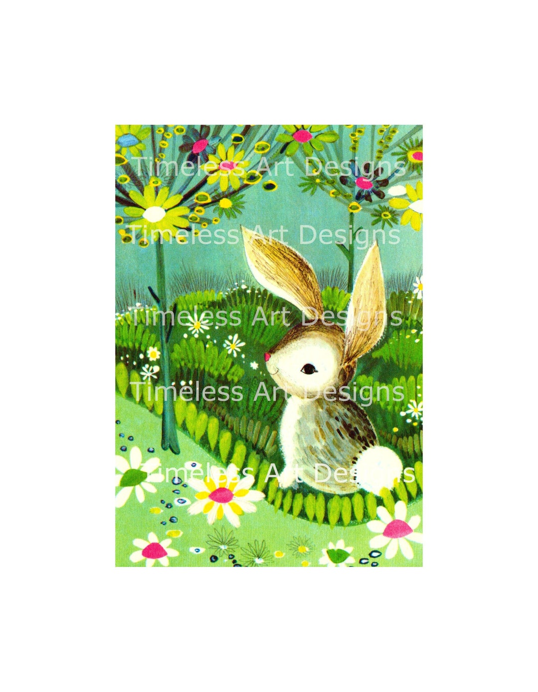 Digital Download Mod Easter Bunny Rabbit Printable Clipart Vintage ...