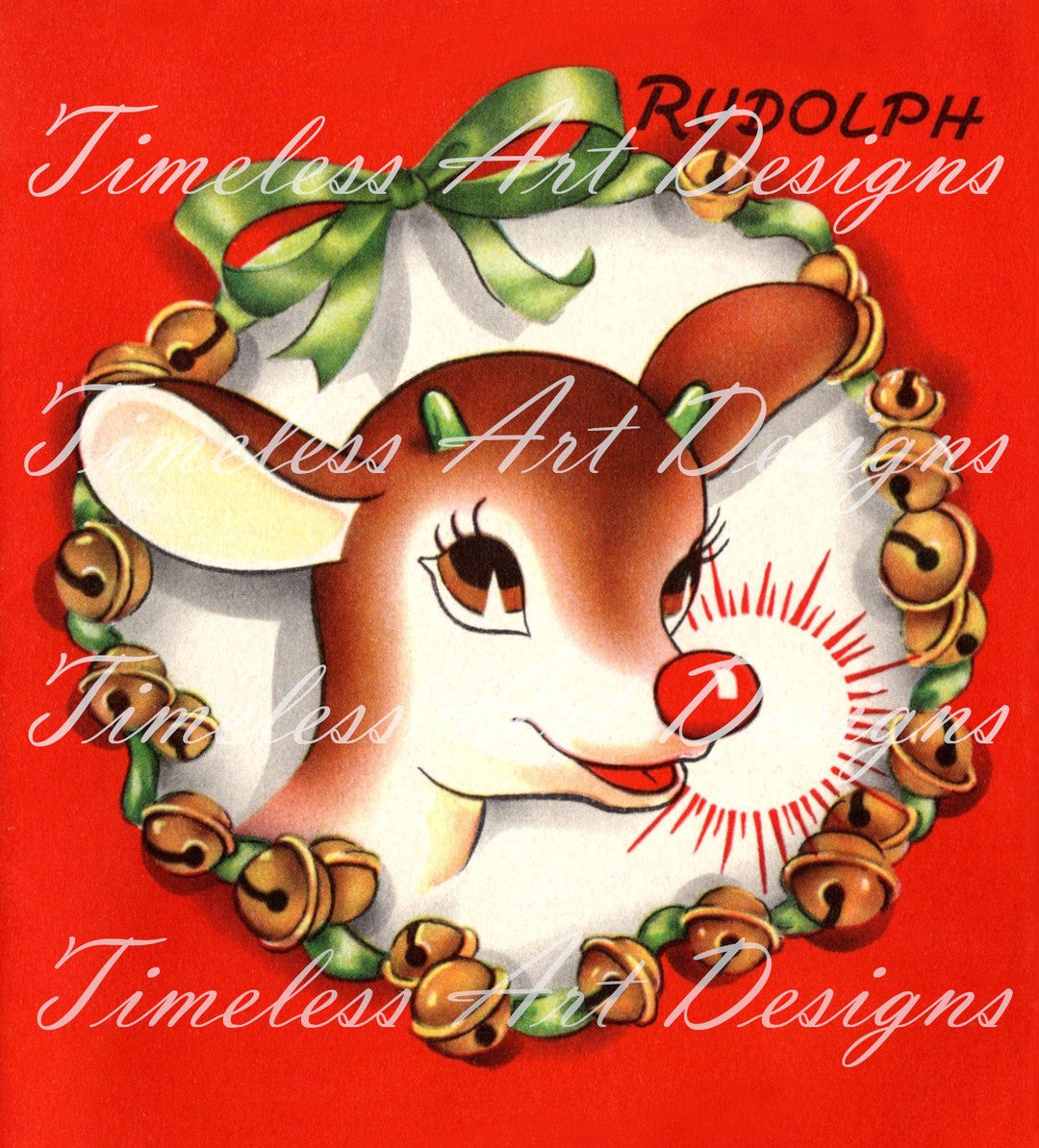 Digital Download Image, Rudolph the Red Nosed Reindeer, Sweet Vintage ...