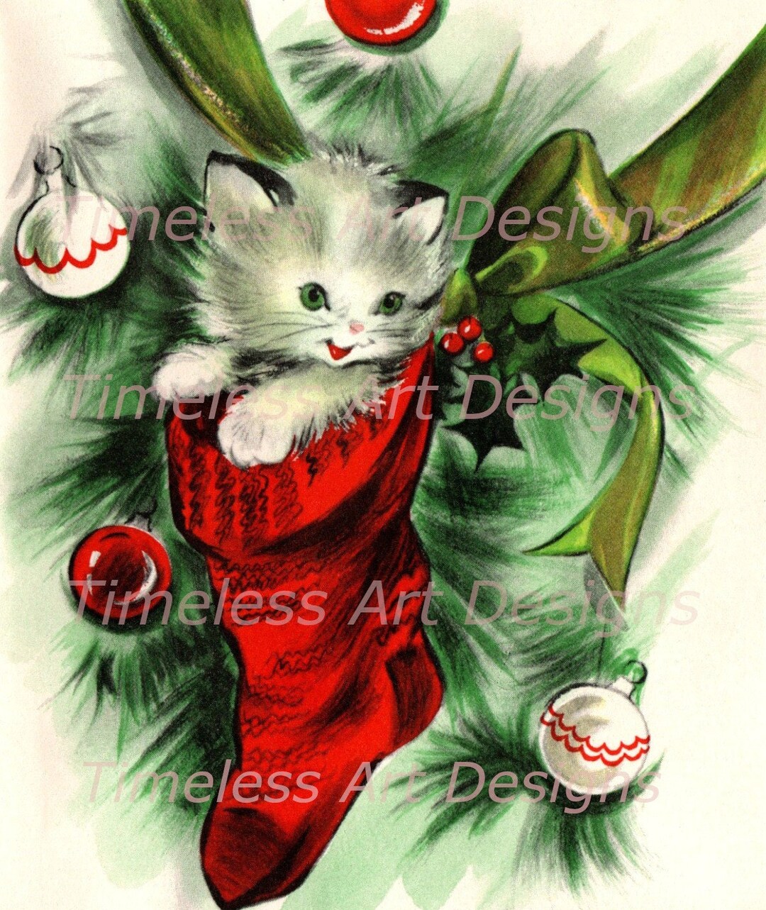 Digital Download Image Cute Kitty Cat in A Christmas - Etsy