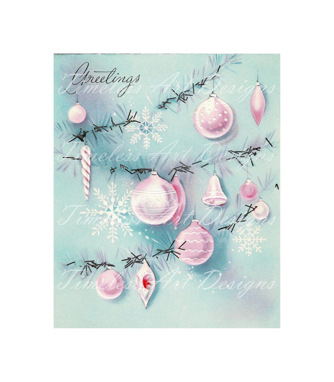 Vintage Digital Download Retro Pink Shiny Brite Christmas Tree ...