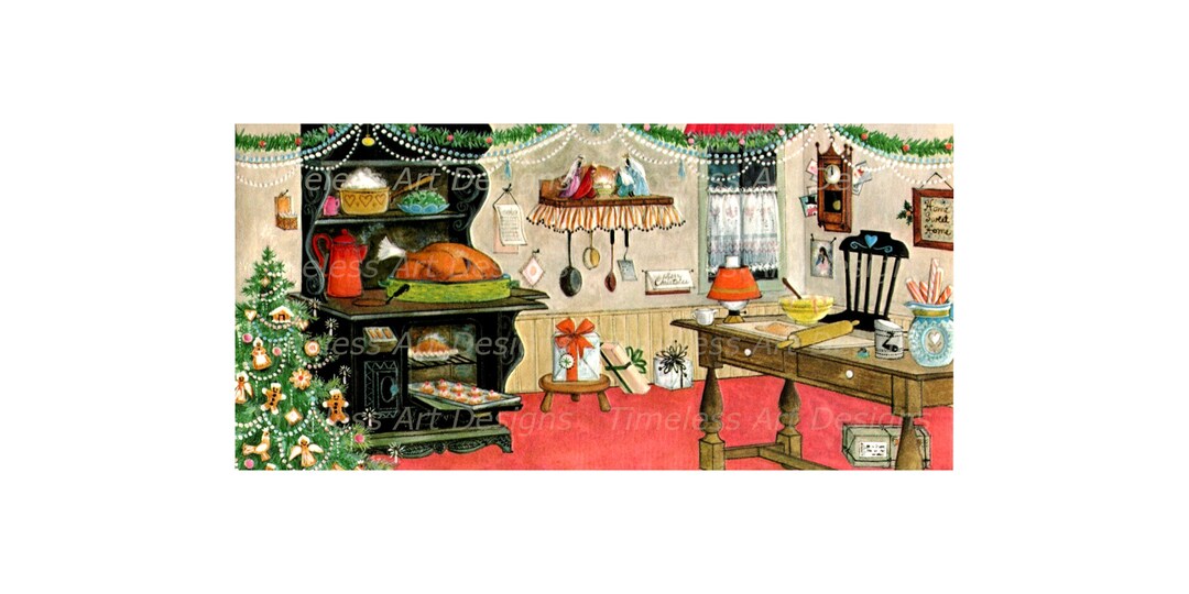 Digital Download Image, Cozy & Nostalgic Christmas Kitchen, Christmas ...