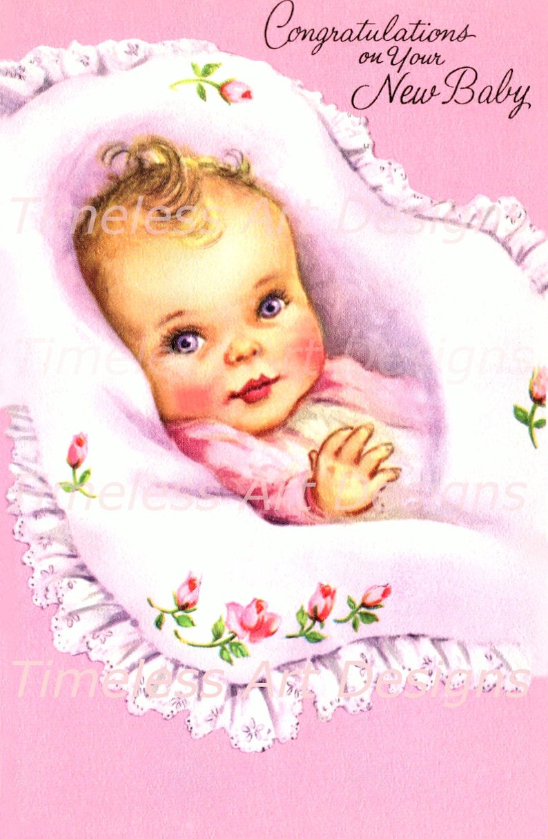 Digital Download Newborn Baby Printable Darling Baby Girl in Pink ...