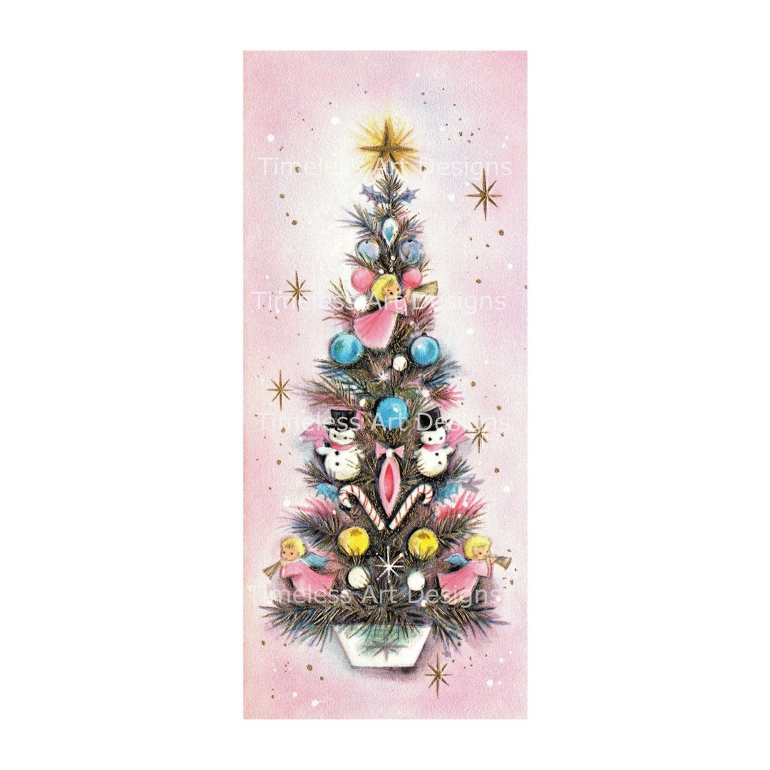 Digital Download Image Super Cute Christmas Tree, Pink Angels, Snowmen ...