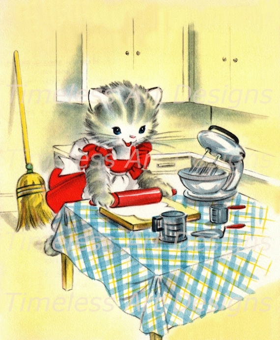 Digital Download Image Adorable Kitten Kitty Cat Baking - Etsy