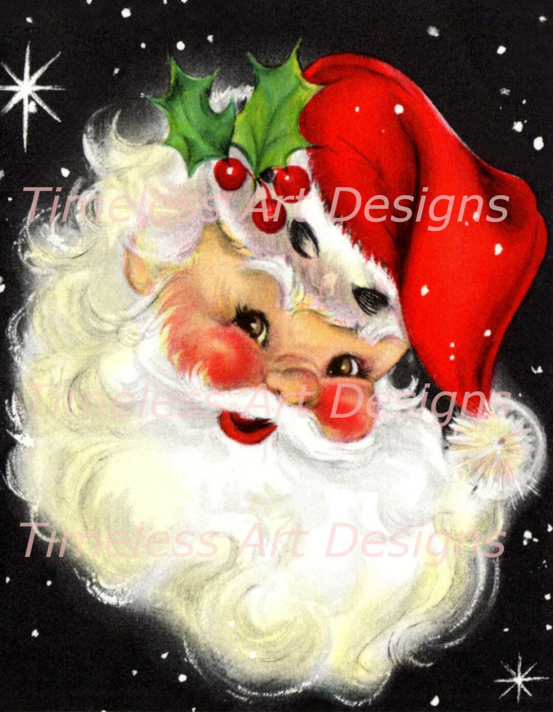 Digital Download Image Jolly Santa Claus Face Red Santa Hat - Etsy