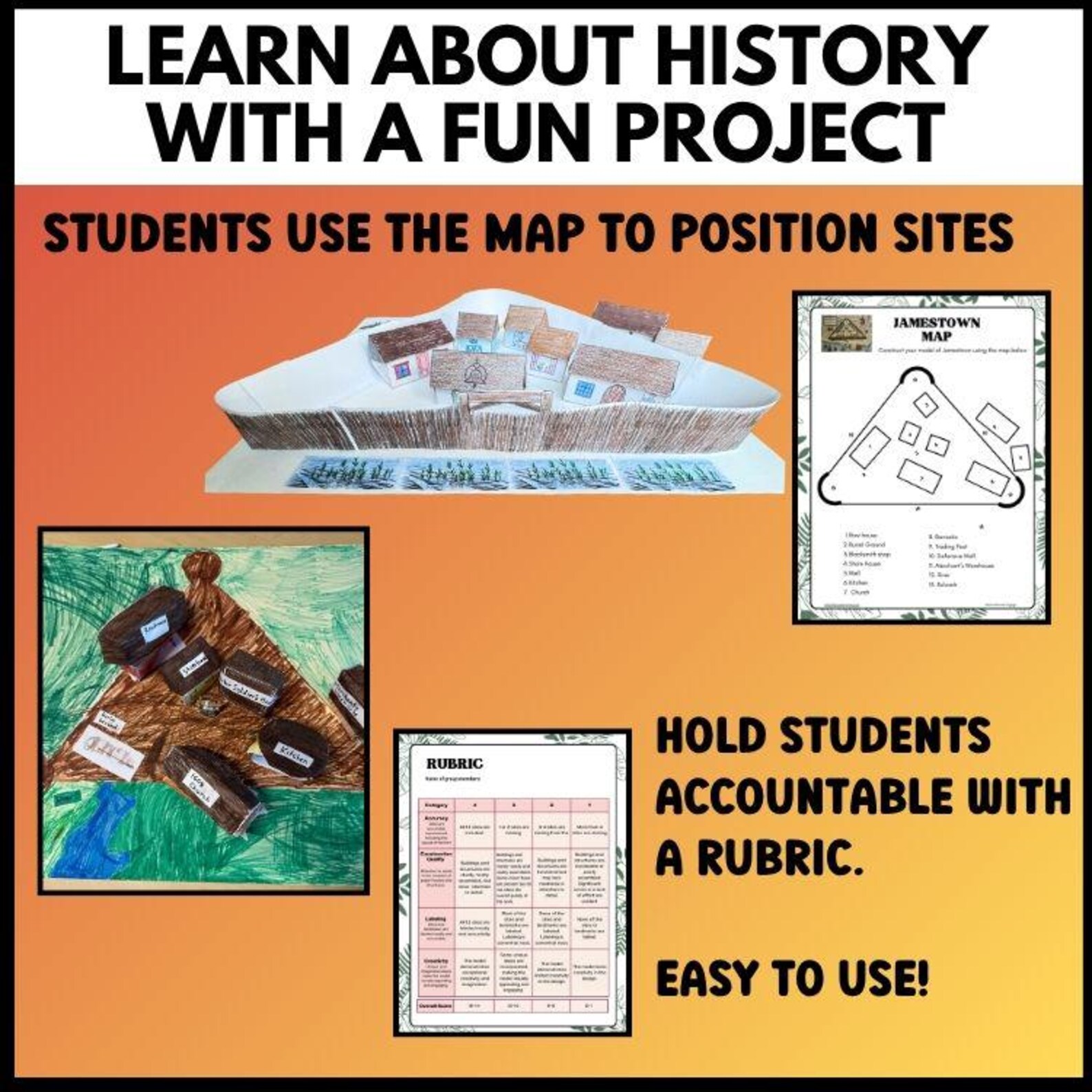 Jamestown Early 13 Colonies Replica Paper Model Group Project Activity ...