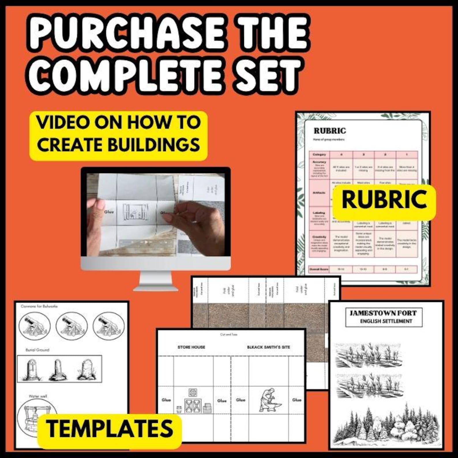 Jamestown Early 13 Colonies Replica Paper Model Group Project Activity ...