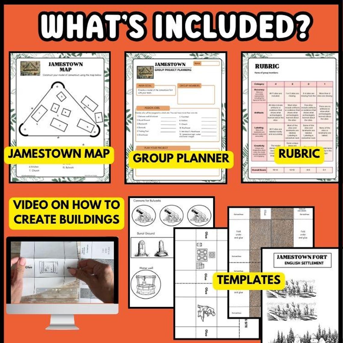 Jamestown Early 13 Colonies Replica Paper Model Group Project Activity ...