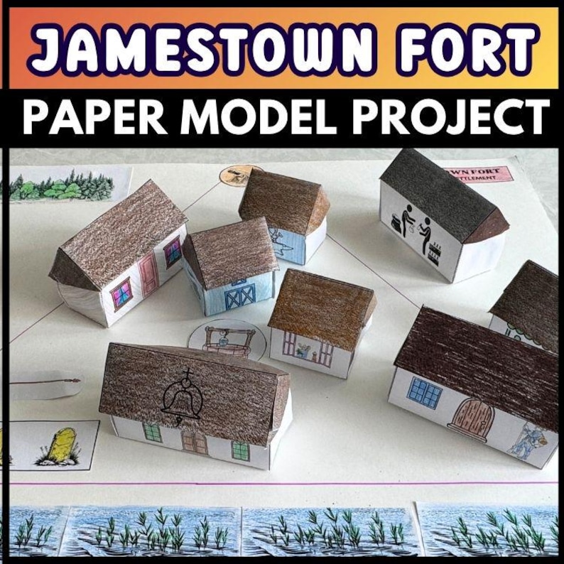 Jamestown Early 13 Colonies Replica Paper Model Group Project Activity ...