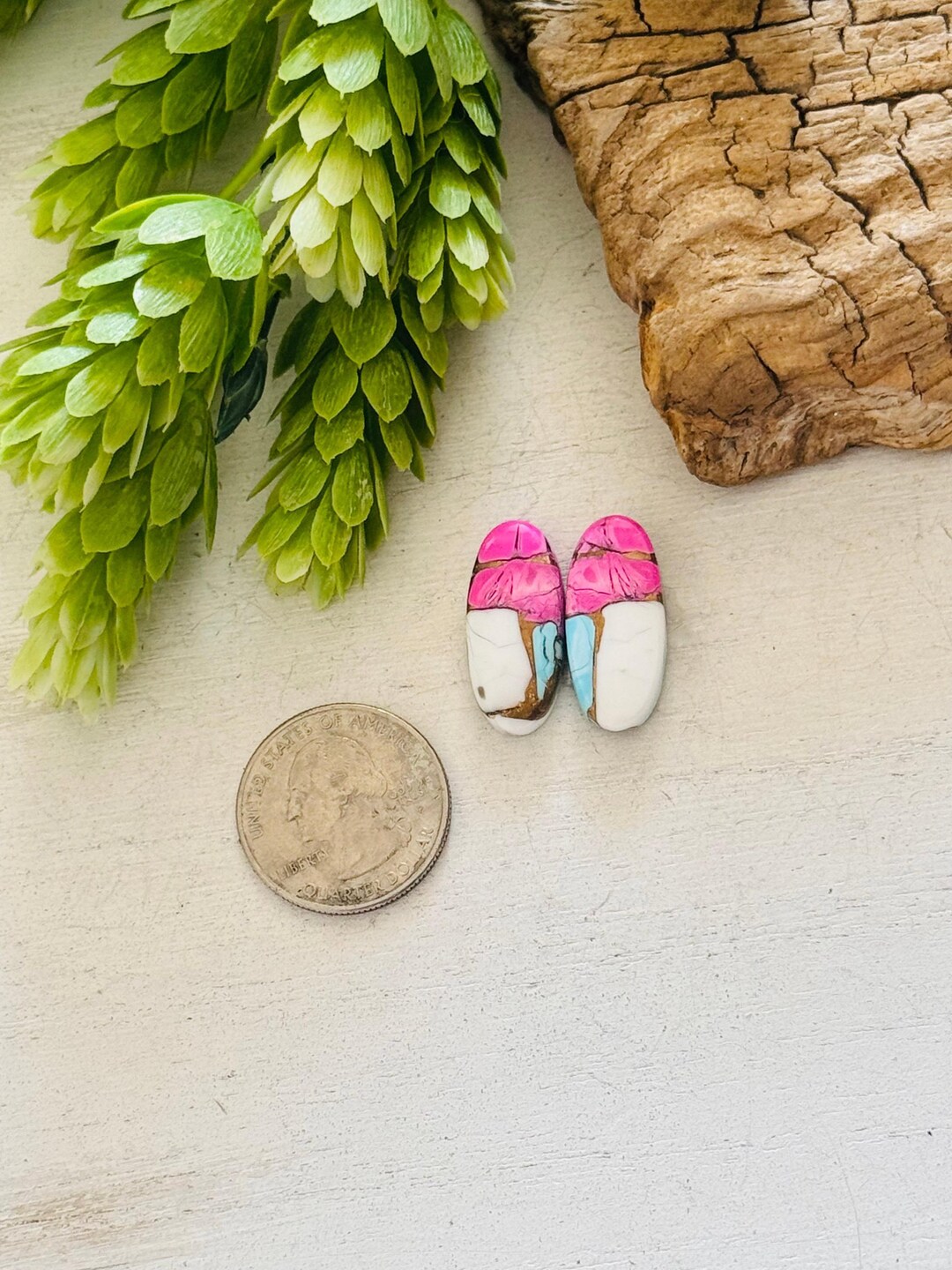 Cotton Candy Dahlia Composite Matching Earring Cabs - Etsy