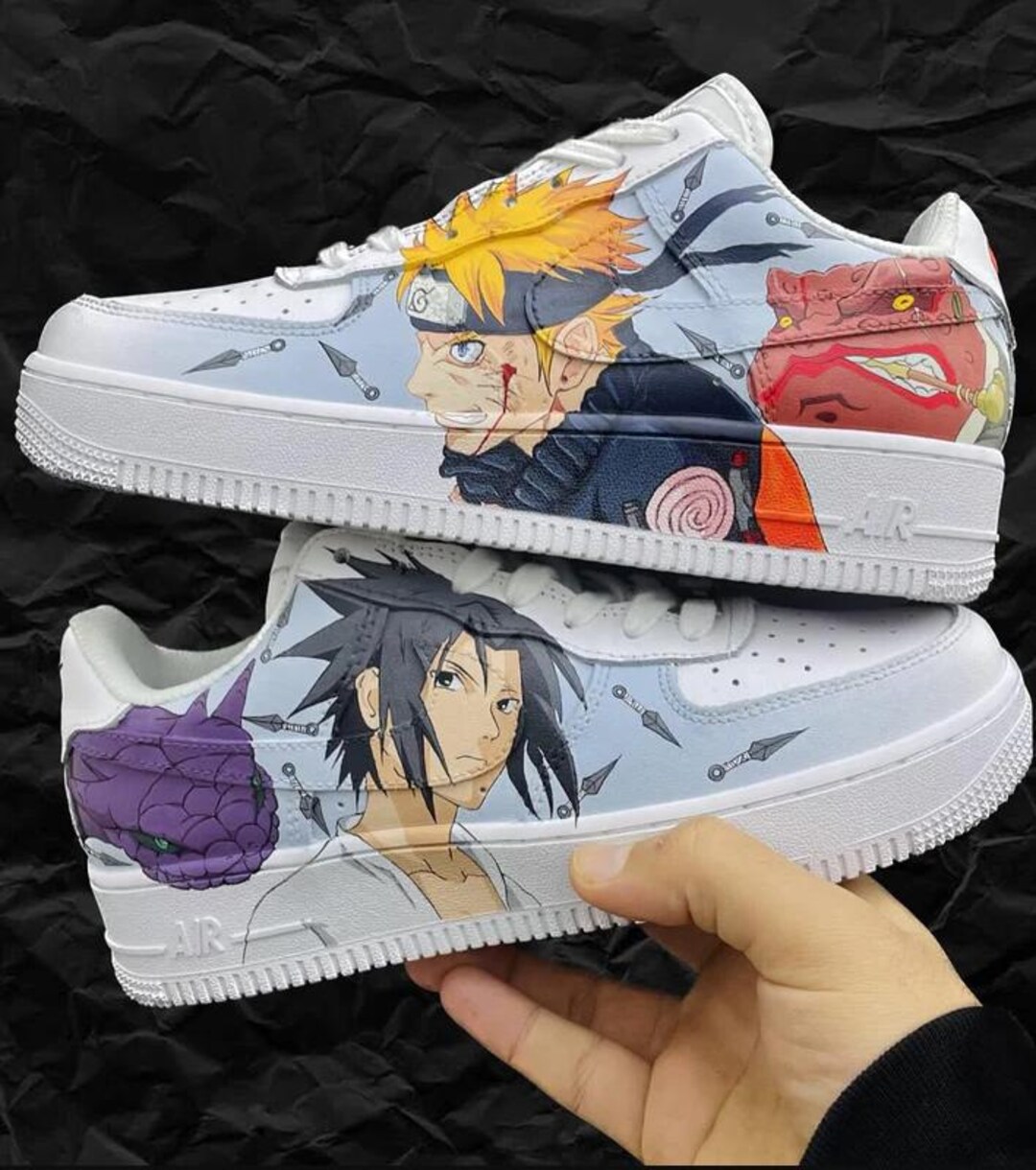 Custom Naruto X Sasuke Nike Air Force 1 – Hand-painted Anime Sneakers ...