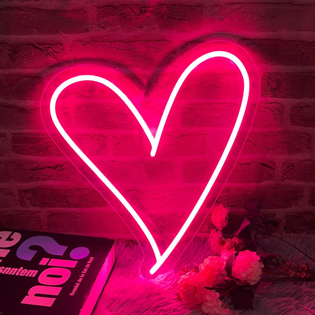 Heart Neon Sign, Love Neon Sign, Heart Home Decor, Party Wall Decor ...