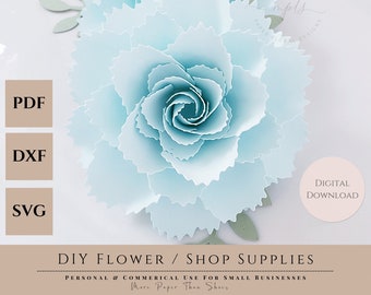 Small Paper Rose Template SVG and PDF Files With Tutorial, Paper Roses ...