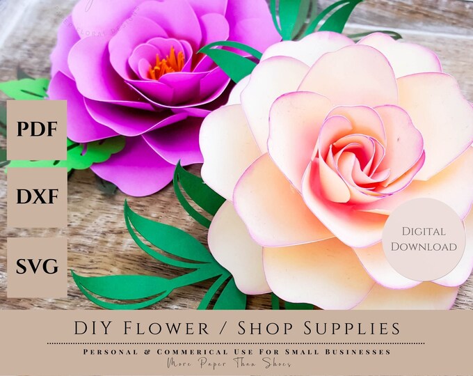 Paper Flower Template SVG Files Handmade Flowers Cricut - Etsy