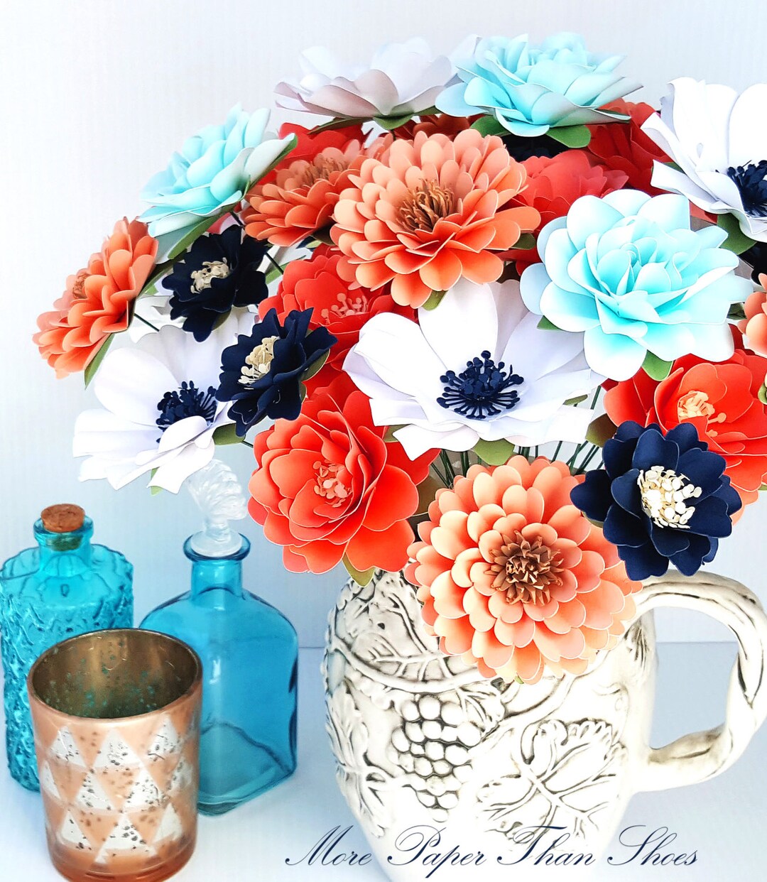 Paper Flowers, Stemmed Paper Flowers, Wedding Flowers, Paper Flower ...