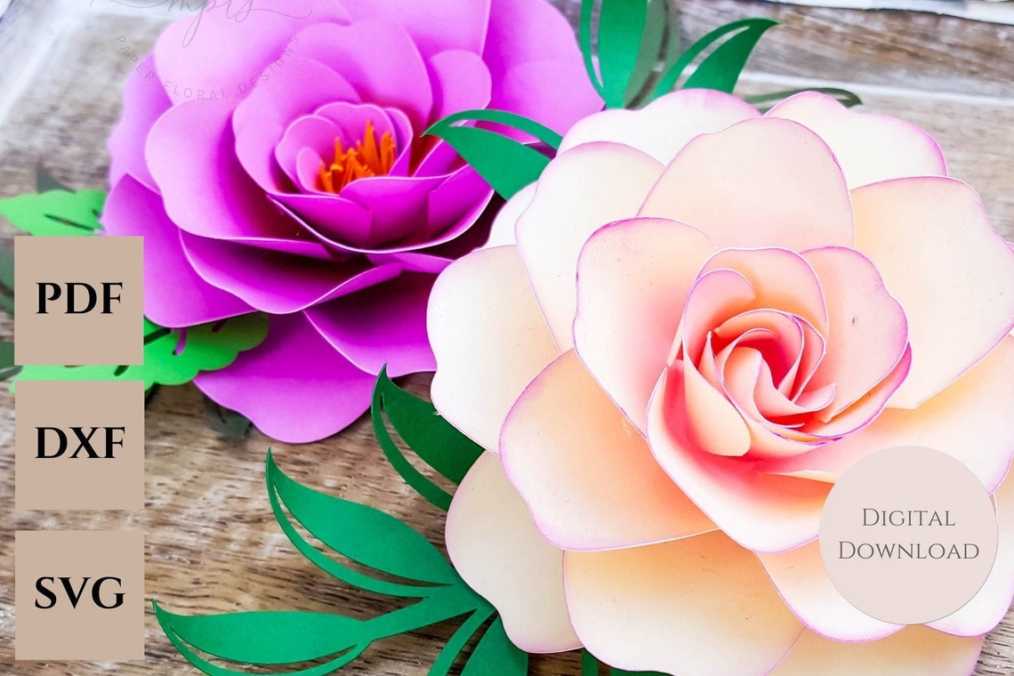 Easy Paper Flower Tutorial Paper Flower Templates DIY - Etsy